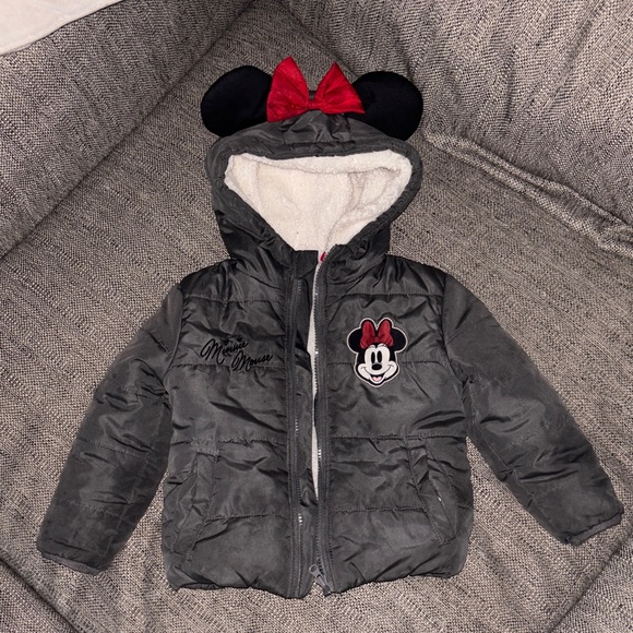 Disney | Jackets & Coats | Disney Gray Minnie Mouse Jacket With Red Bow ...